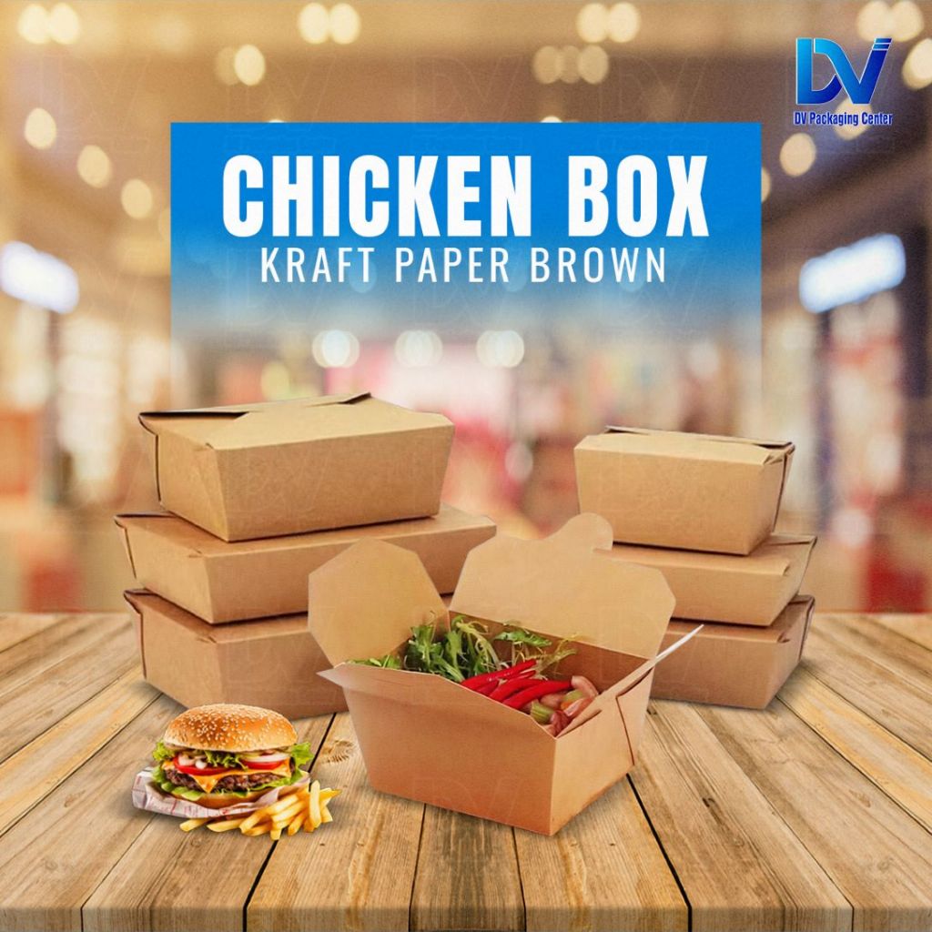 Brown Kraft Chicken Box 1box - 200pcs | Shopee Singapore