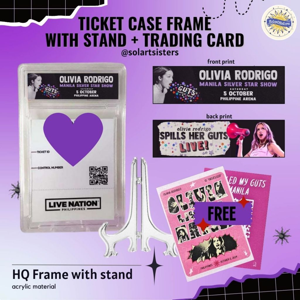 OLIVIA RODRIGO Guts Tour Concert Ticket Case Free Trading Card Frame ...