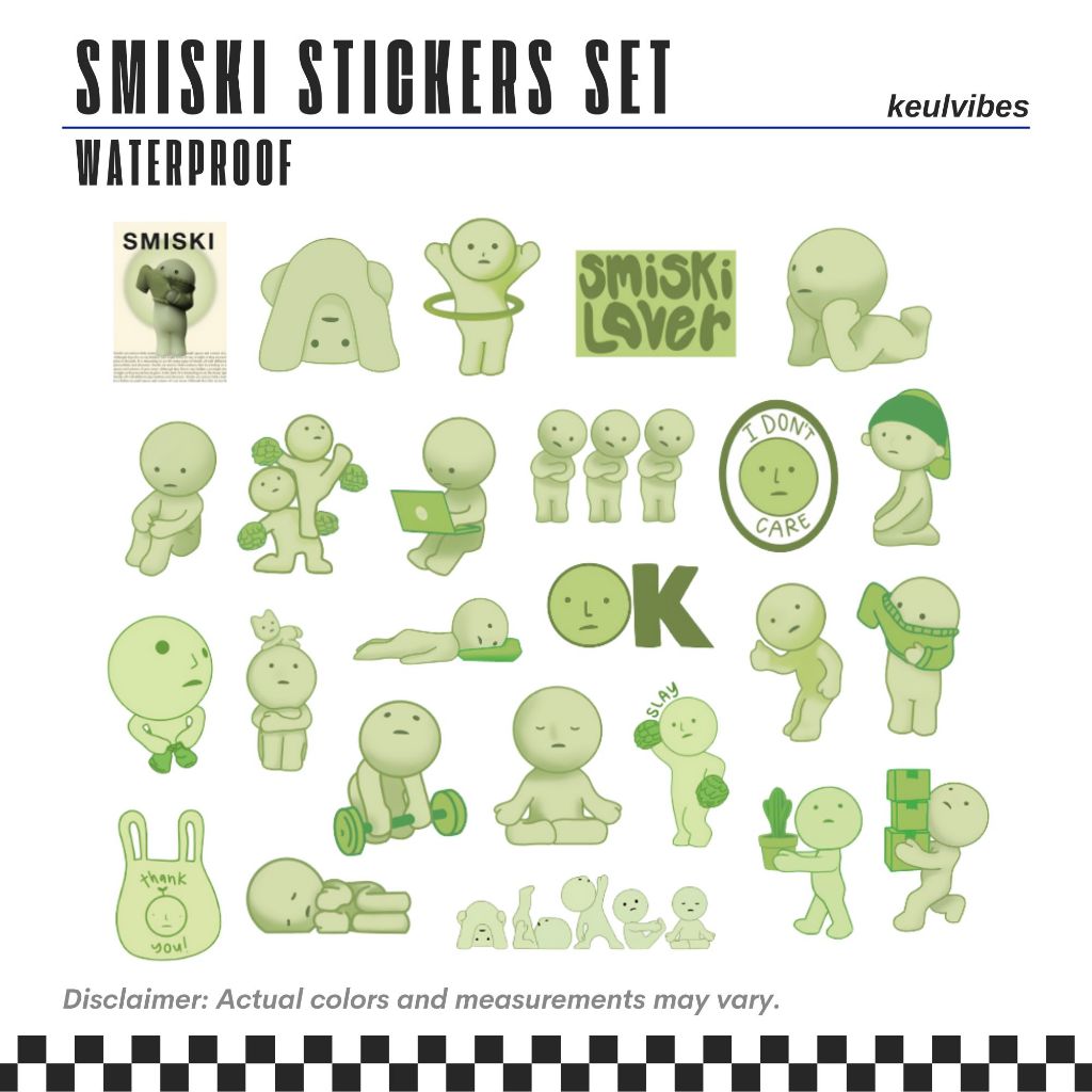 SET Smiski Sticker cute green smiskis hipper set Stickers WATERPROOF ...