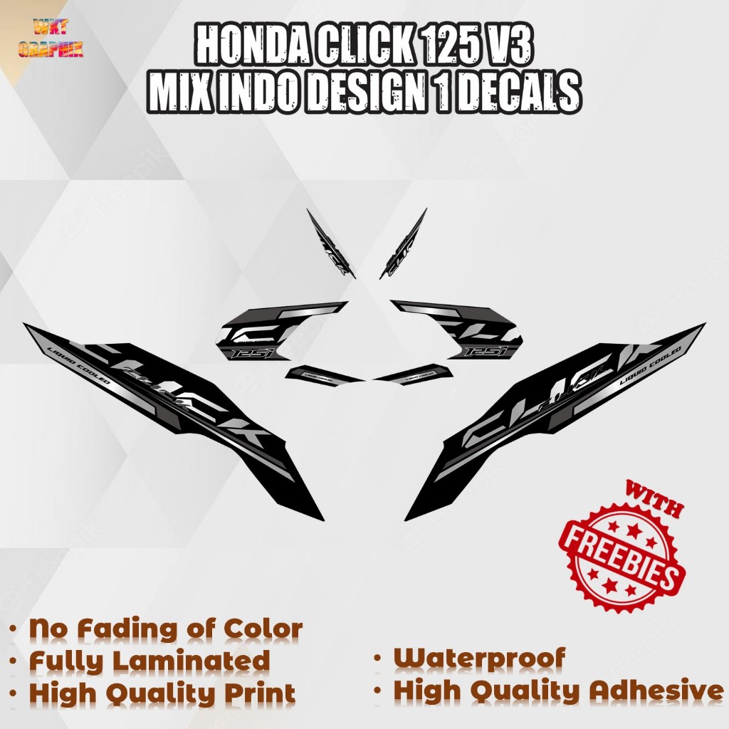 HONDA CLICK 125 V3 MIX INDO DESIGN 1 DECALS (WATERPROOF, LAMINATED ...
