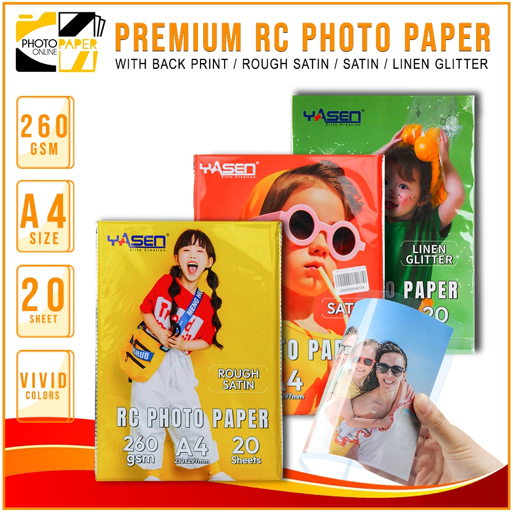Yasen A4 Premium RC Photo Paper 260GSM Satin | Rough Satin | Linen ...