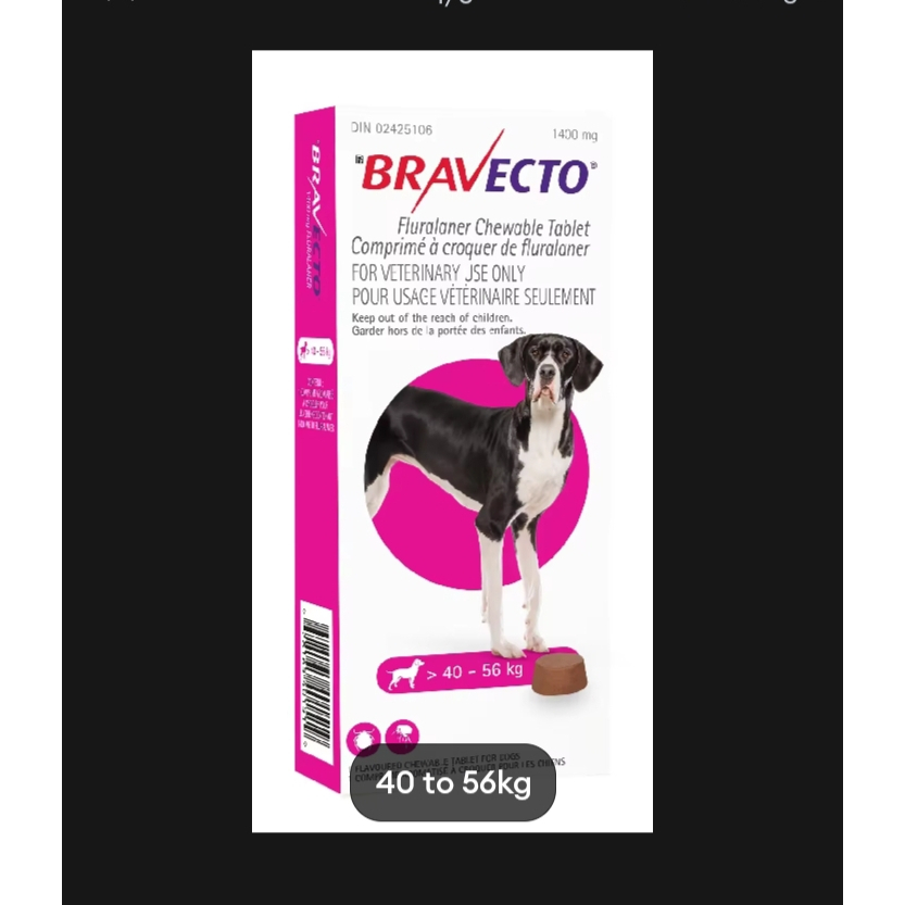 Bravecto Chewable Tablet Dog Ectoparasiticide 40 - 56kg | Shopee Singapore
