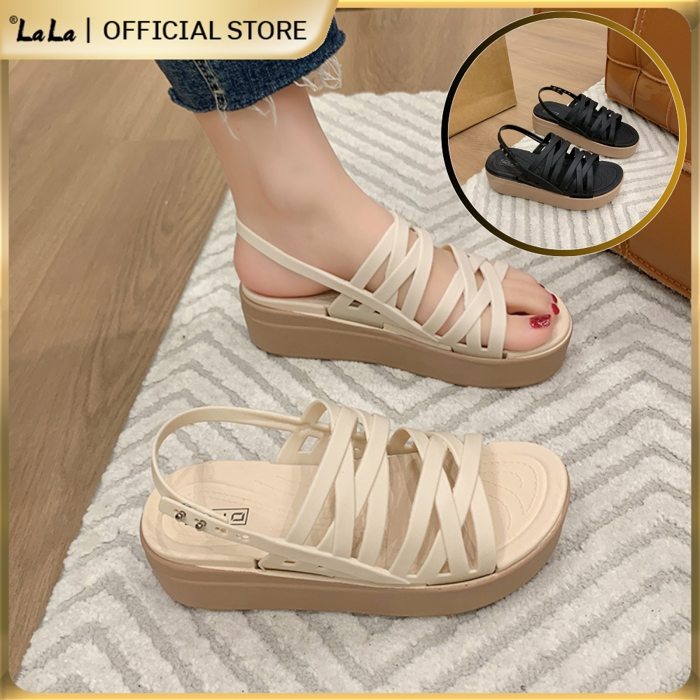 LALA Unique Rubber strappy sandals for Women 5cm heigth Casual Black ...