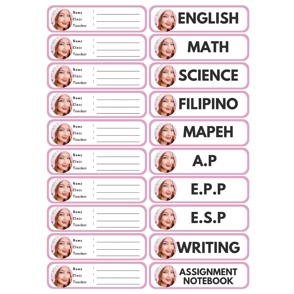 BINI COLET SUBJECT LABEL NAME LABEL STICKER | Shopee Singapore