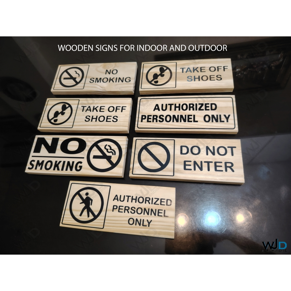 Wooden Signage - No Smoking Sign, Do Not Enter Sign, Take Off Shoes For ...