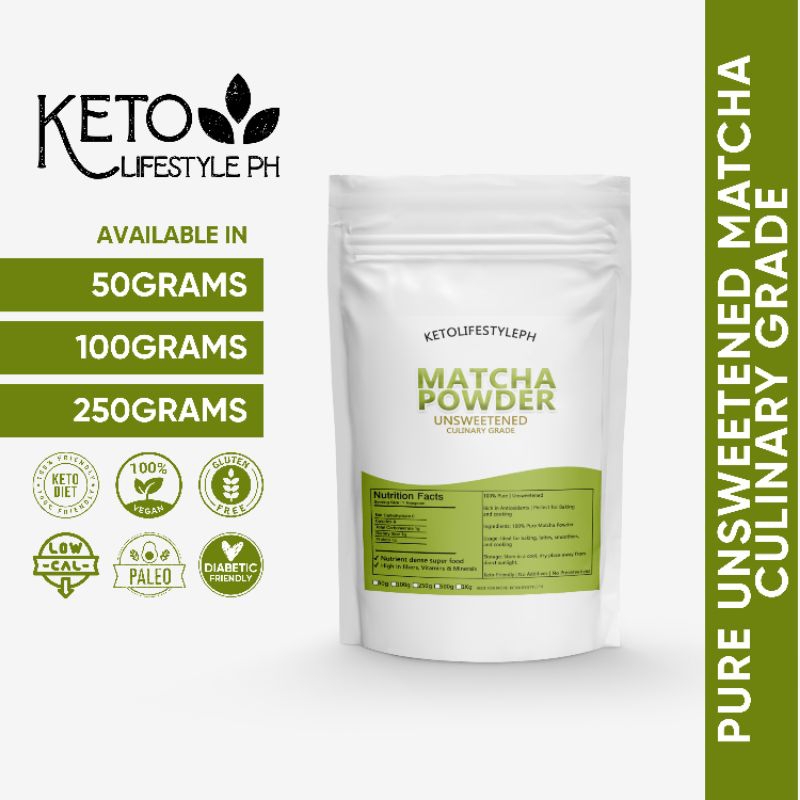 Matcha Powder Culinary (Unsweetened/Keto/Low-carb Matcha) | Shopee ...
