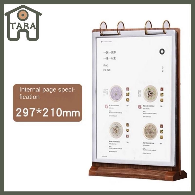 A4 Walnut Flip Menu Desktop Food Menu Restaurant Table Card Wooden ...
