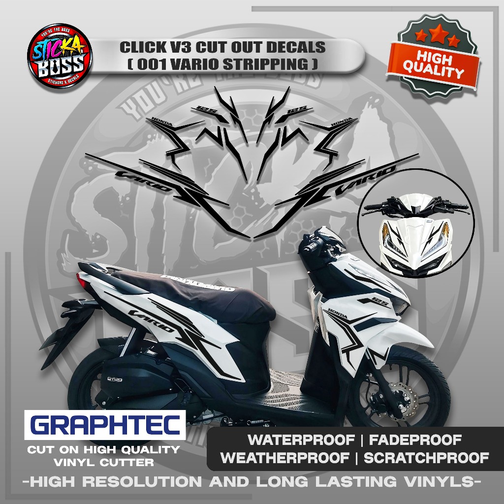 CLICK V3 CUT OUT DECALS ( 2025 VARIO STRIPPING 001 ) | VINYL WATERPROOF ...