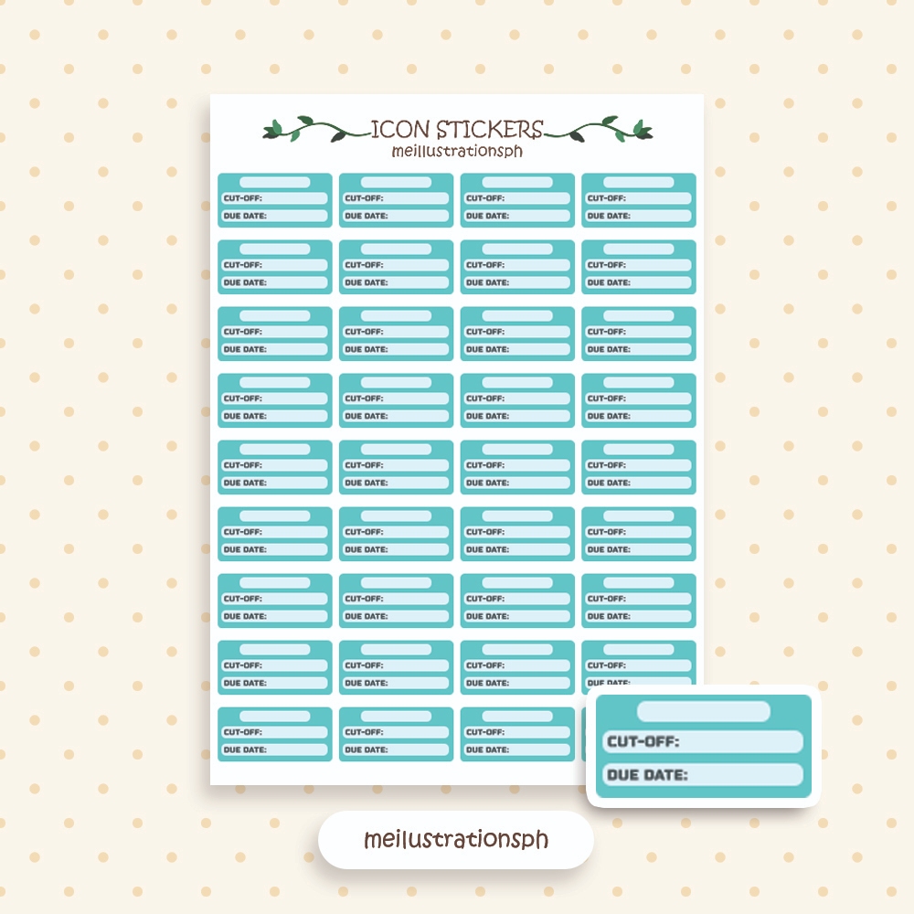 Cut Off Reminder Sticker, Credit Card Reminder, Due Date Stickers ...