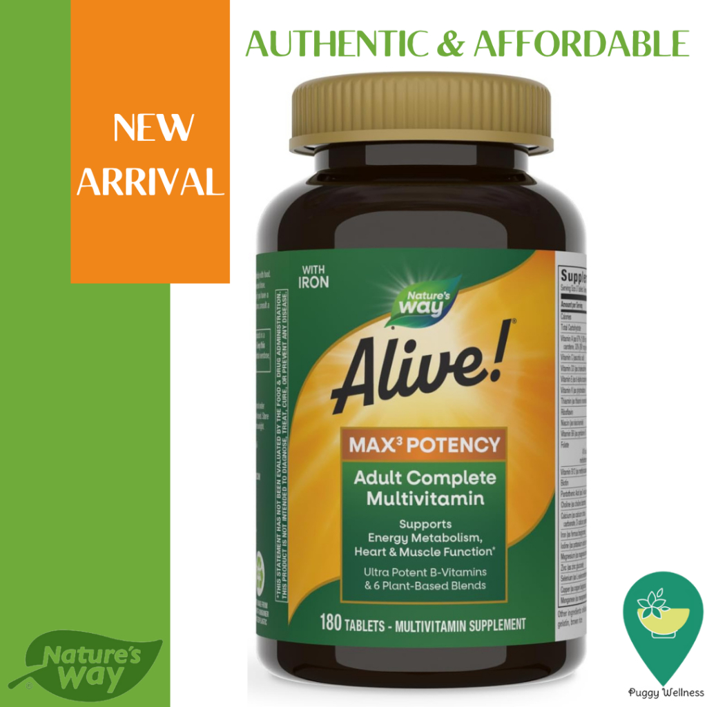 Nature's Way, Alive! Max3 Potency Multivitamin, 180 Tablets (with iron ...