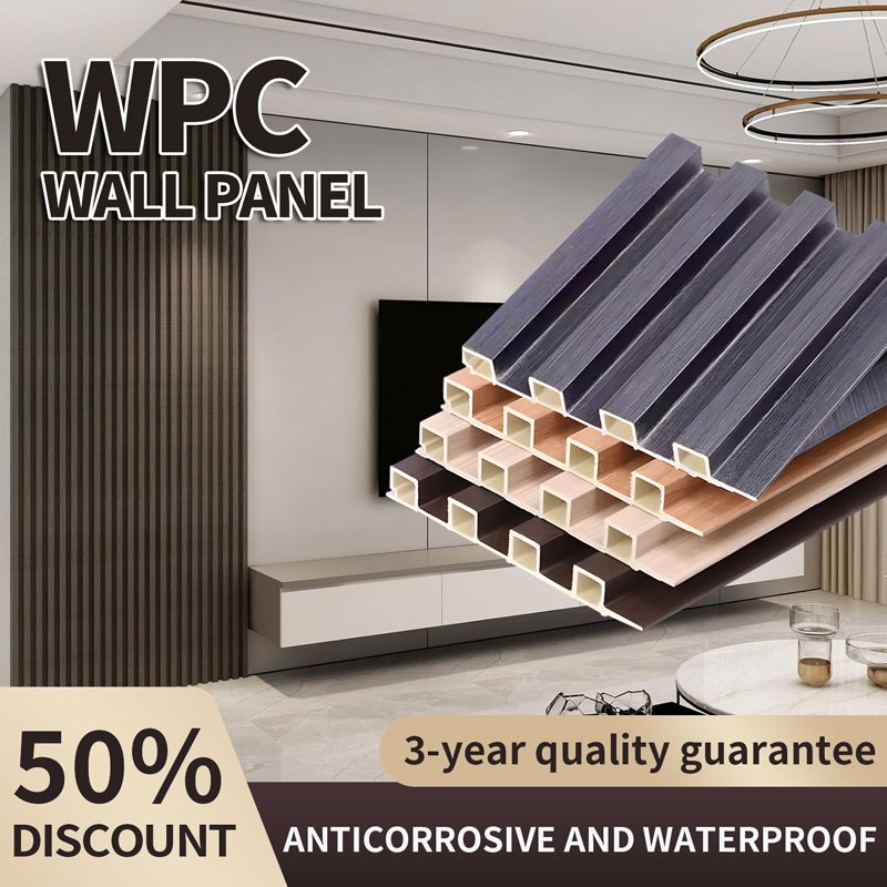 WPC Fluted Wall Panel Sticker Waterproof Grille Design Ecological Board ...