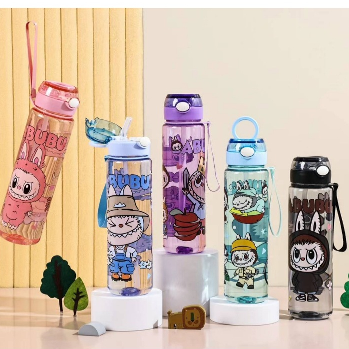 800ml Labubu Water Bottle For Kids Leakproof Cute Design Acrylic Bpa ...