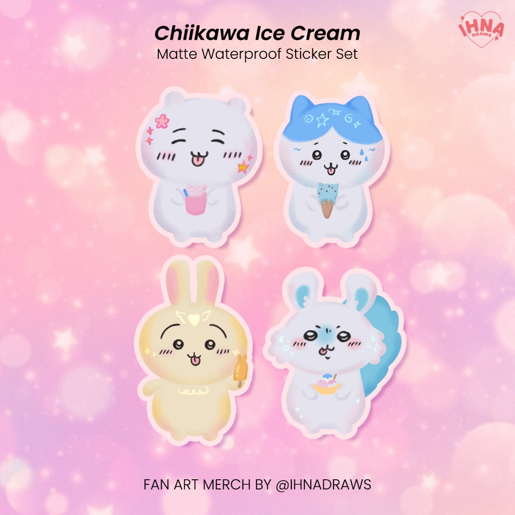 Chiikawa Ice Cream Sticker Set (chiikawa hachiware usagi momonga cute ...