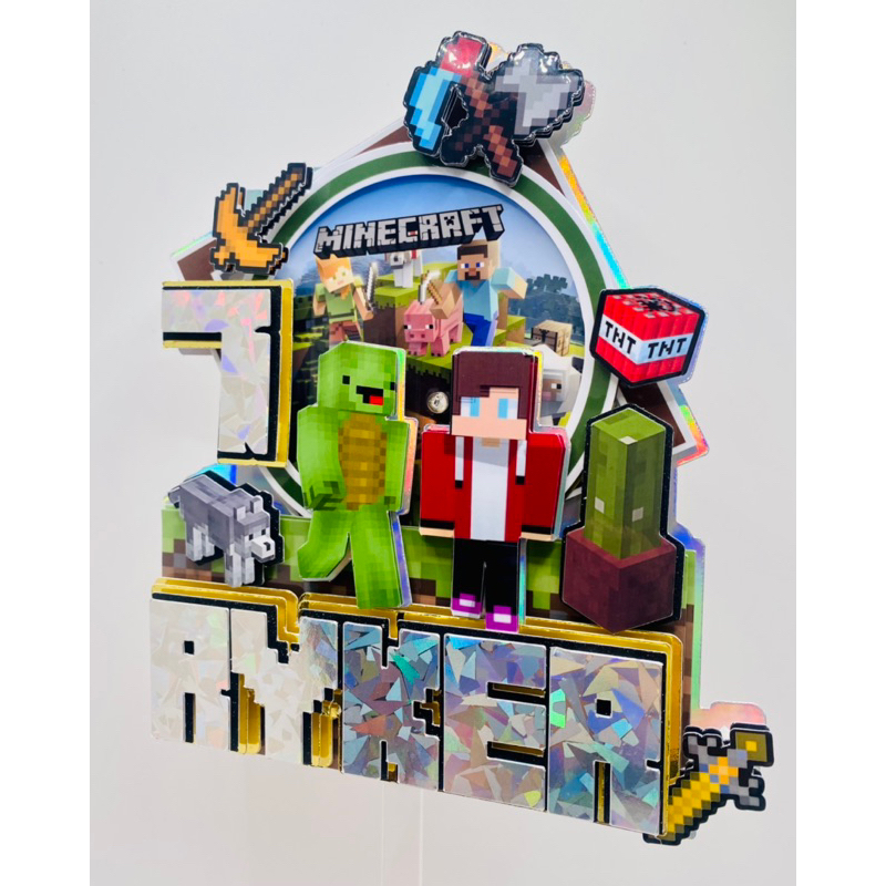 Minecraft Cake Topper 3D | Minecraft Birthday Cake Topper | Layered ...