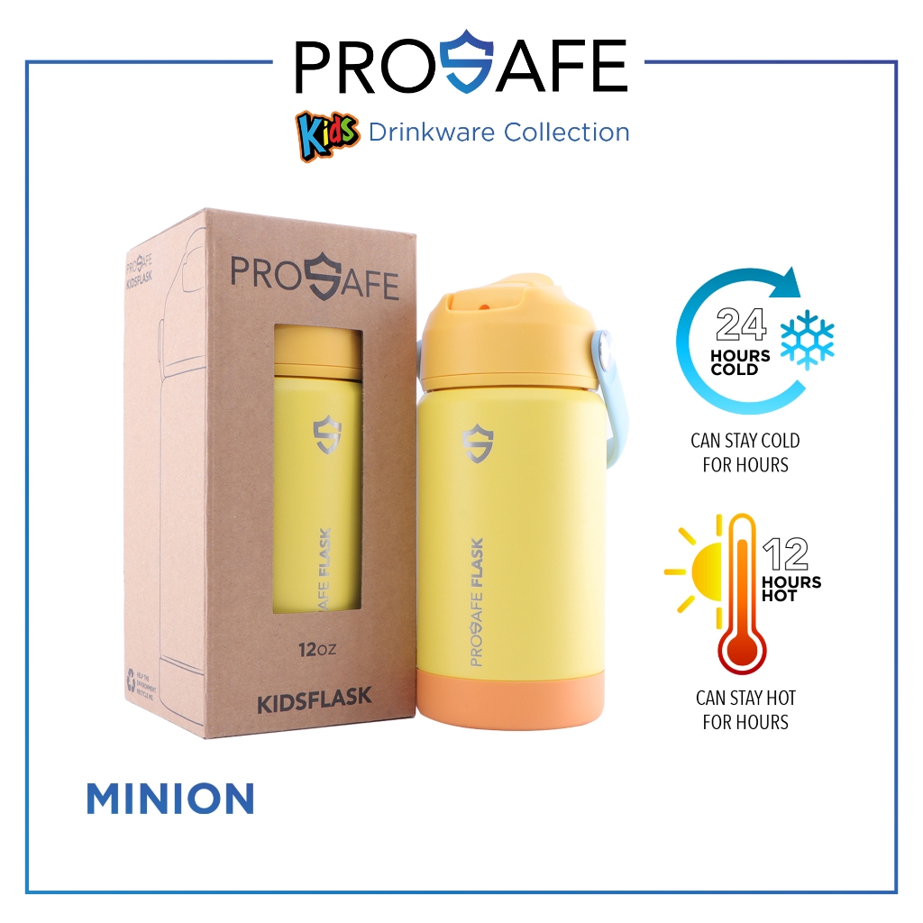 Prosafe Flask for Kids 12oz/355ml (Stainless Steel Thermos with Straw ...