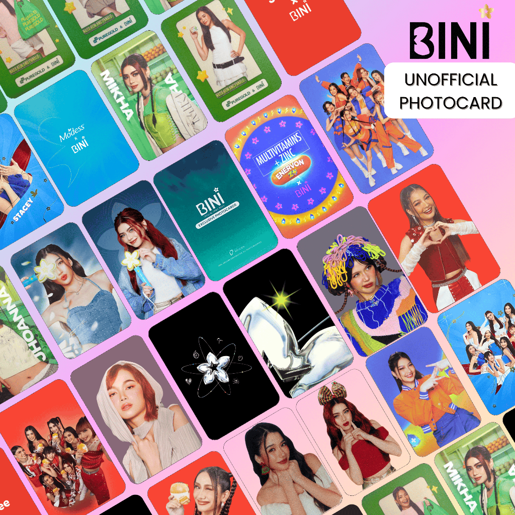 [UNOFFICIAL] BINI PHOTOCARD SET: Jollibee, Modess, Lightstick, GBV, SPC ...