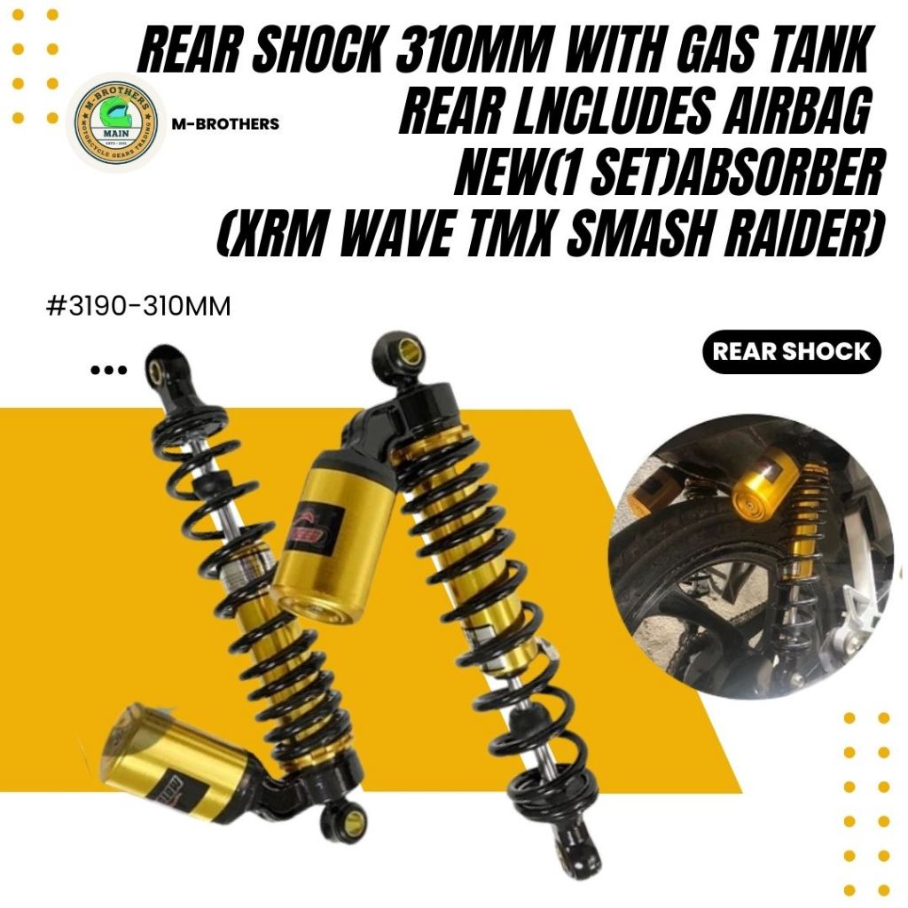 3190 Rear Shock 310mm With Gas Tank Rear Airbag New Absorber(Xrm /Wave ...