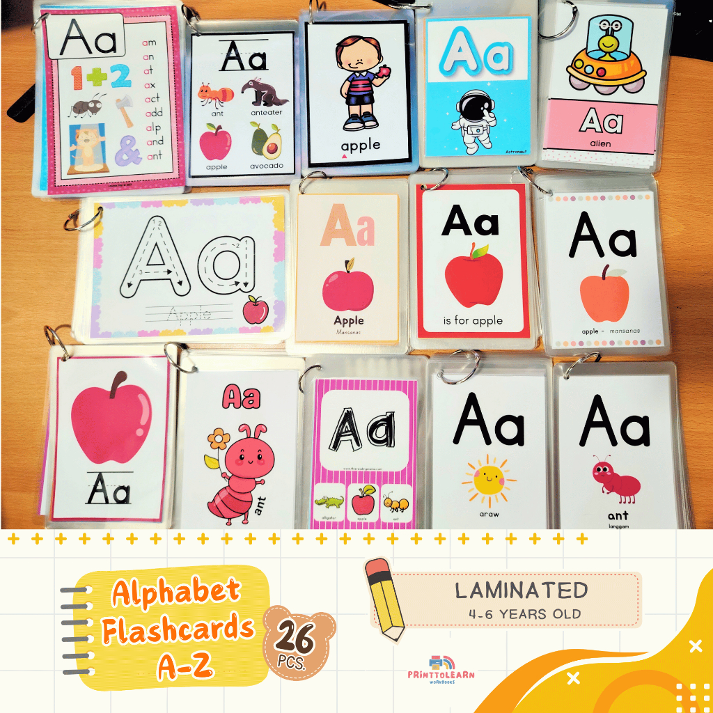 Alphabet Flashcards A-Z for 4-6 years old - laminated | Shopee Singapore
