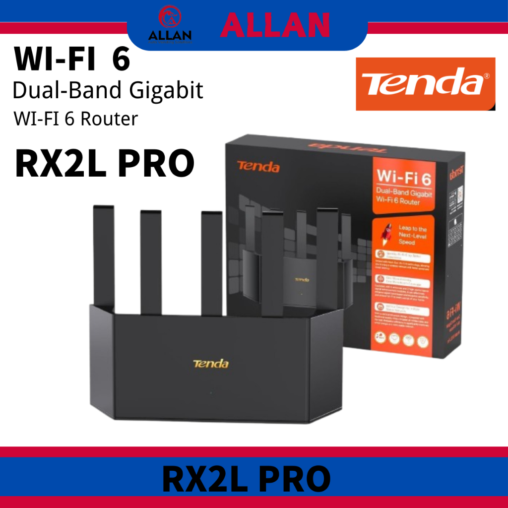 Tenda AX1500 RX2L Pro WiFi 6 Router – Dual Band Gigabit Wireless Internet Router 4XGE Ports VPN ...