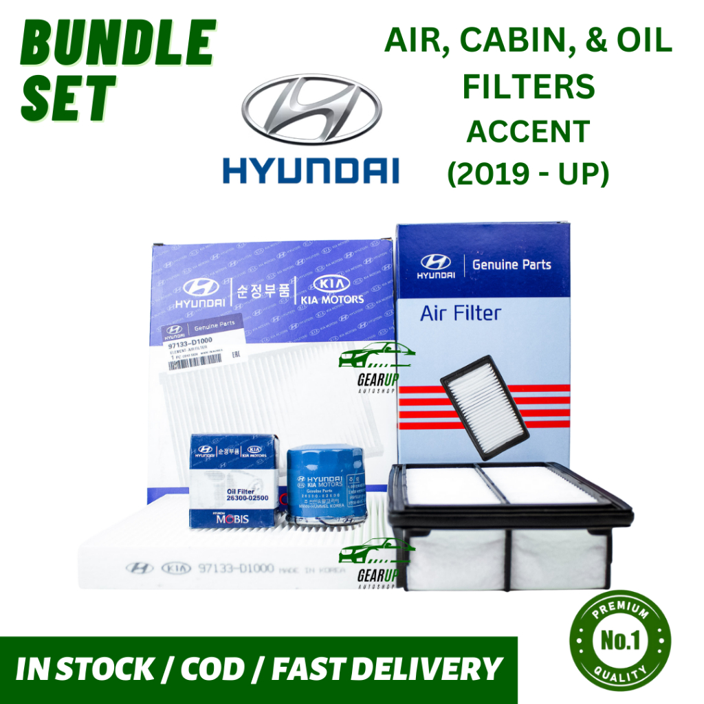 GEAR UP BUNDLE AIR, CABIN, & OIL FILTERS for HYUNDAI ACCENT (2019 - UP ...