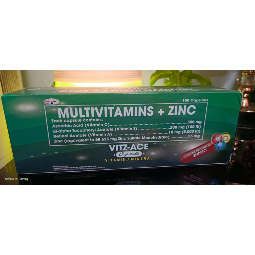VITZ ACE MULTIVITAMINS + ZINC - 100 Capsules of Vitamin / Mineral ...