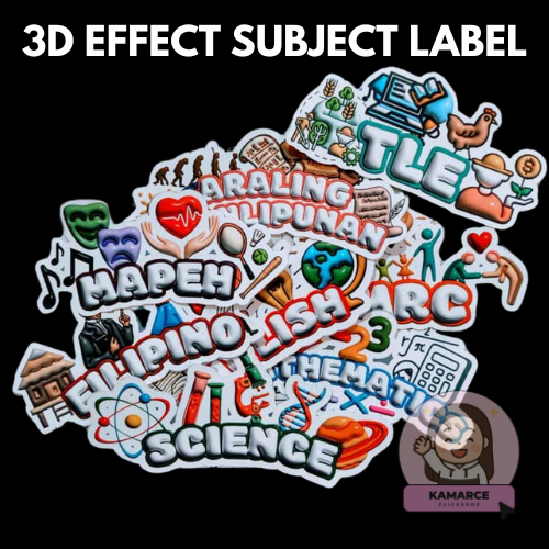 School Subject Label Sticker | 3D Effect | WATERPROOF | FREE Name Label ...