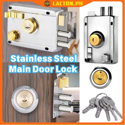 Stainless Steel Main Door Lock Set Strong Deadbolt Gate Lock Universal ...