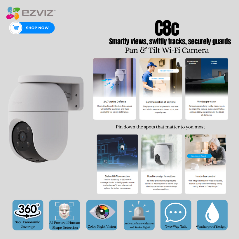 CCTV EZVIZ Outdoor Pan & Tilt Camera On-device AI For Smarter Detection ...