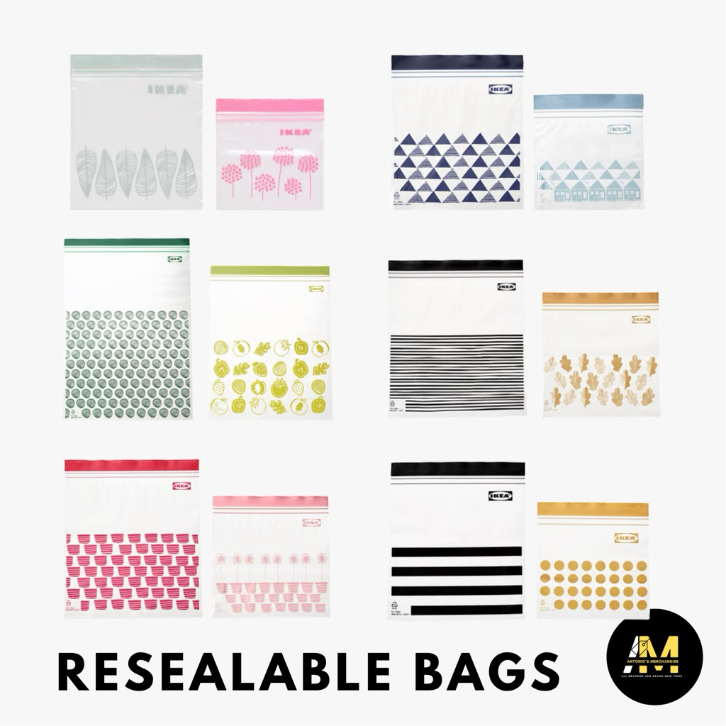 IKEA RESEALABLE BAG PATTERNED MULTICOLORED REUSABLE PLASTIC FOOD ...