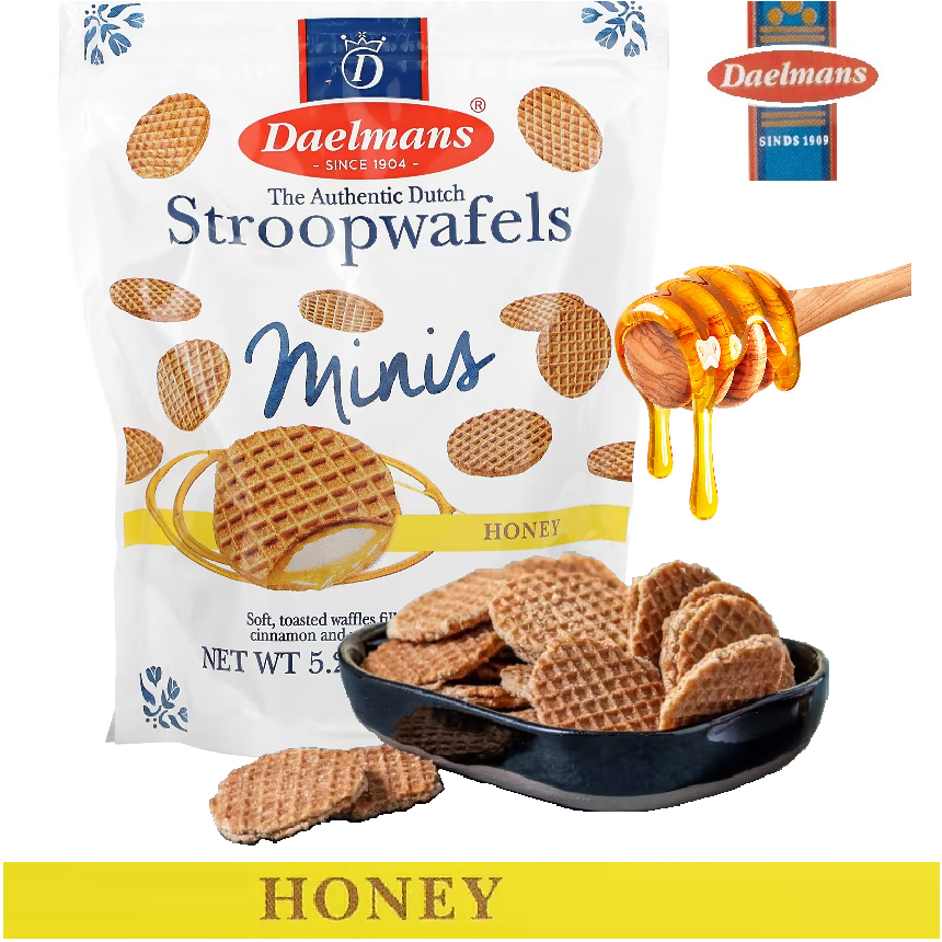 Daelmans Stroopwafels Minis Honey 150g | Sealable Bag | Daelman's Dutch ...