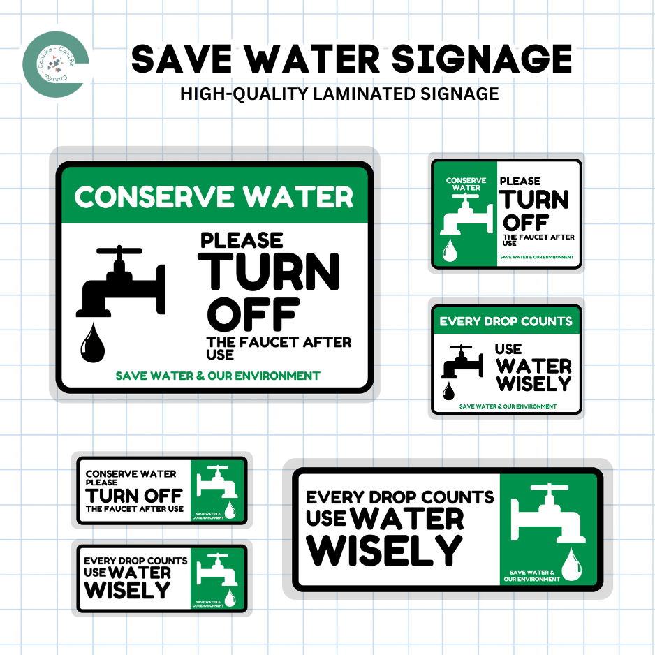 Laminated | Conserve Water Signage | Save Water Signage | Shopee Singapore