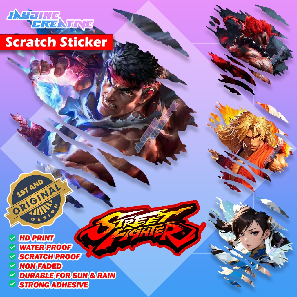 Street Fighter Sticker Scratch Design Sticker, Indoor Outdoor Vinyl ...