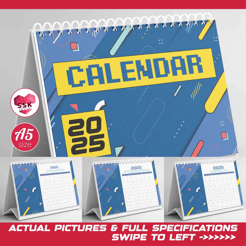 Geometrical Design A5 Desk Calendar 2025 | Mini Calendar with Stand ...