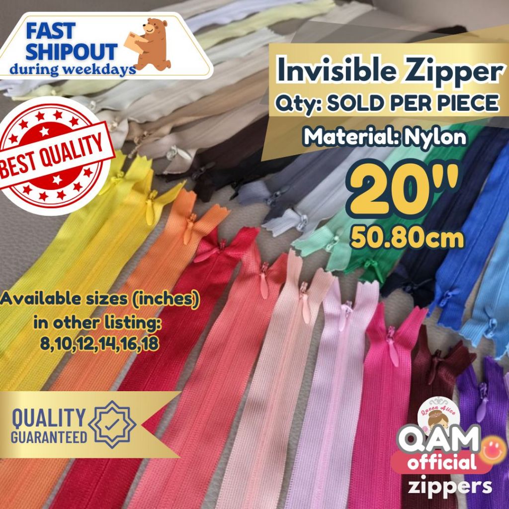 Invisible/ Magic Zipper 20 inches sold per piece (see color chart for ...