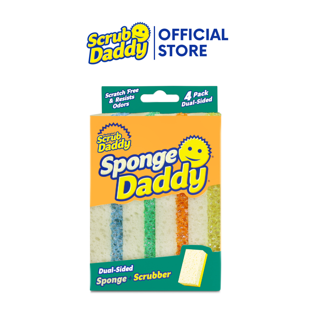 Sponge Daddy Dual Sided Scrubber + Sponge (4 PCS IN 1 PACK) | Shopee ...