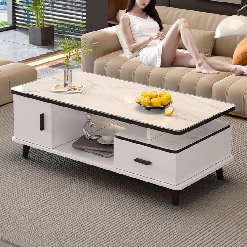 Tempered Glass Rectangular Coffee Table Sofa Set Small Living Room ...