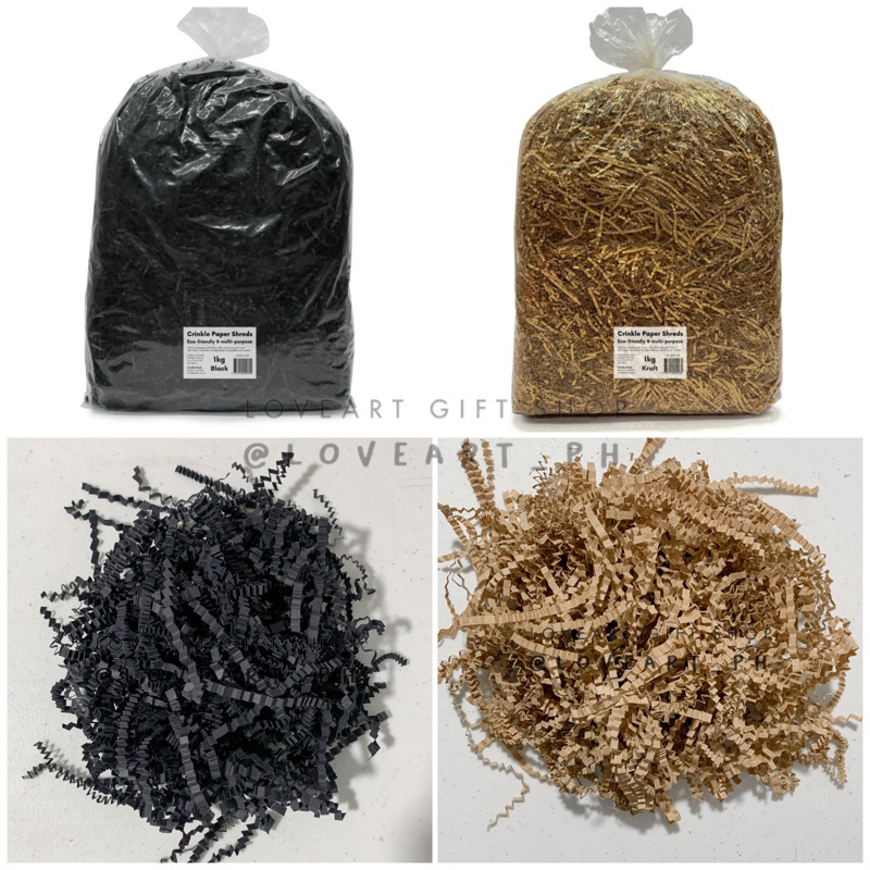 Black - Brown Crinkle Paper Shred | Mailer Box Filler | Shredded paper ...