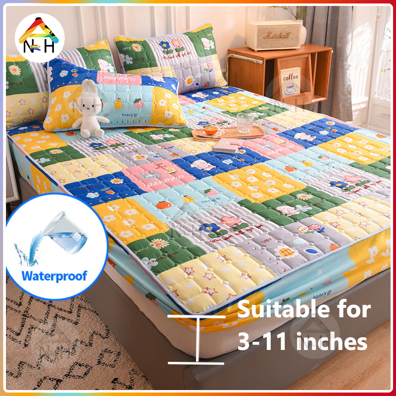 100% waterproof Quilted Cotton Mattress Protector Single Fitted ...