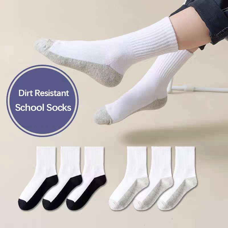 ️12pairs Unisex Cotton Calf High School Socks For Men/Women Black and ...