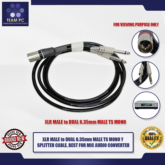 TEAM PC XLR MALE to DUAL 6.35mm MALE TS MONO Y SPLITTER CABLE, BEST FOR ...