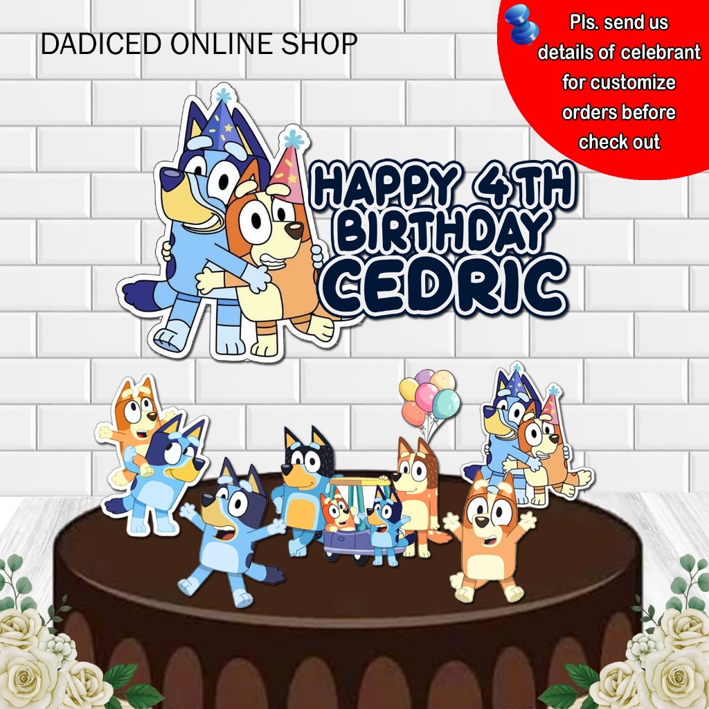 BLUEY D1 theme customized cake topper | Shopee Singapore