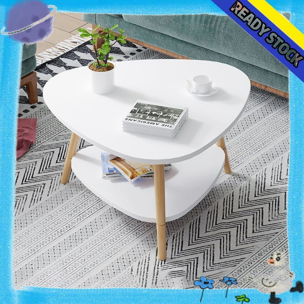 Coffee Table Double Layers Tea Desk Wooden Center Table Mini Beside ...