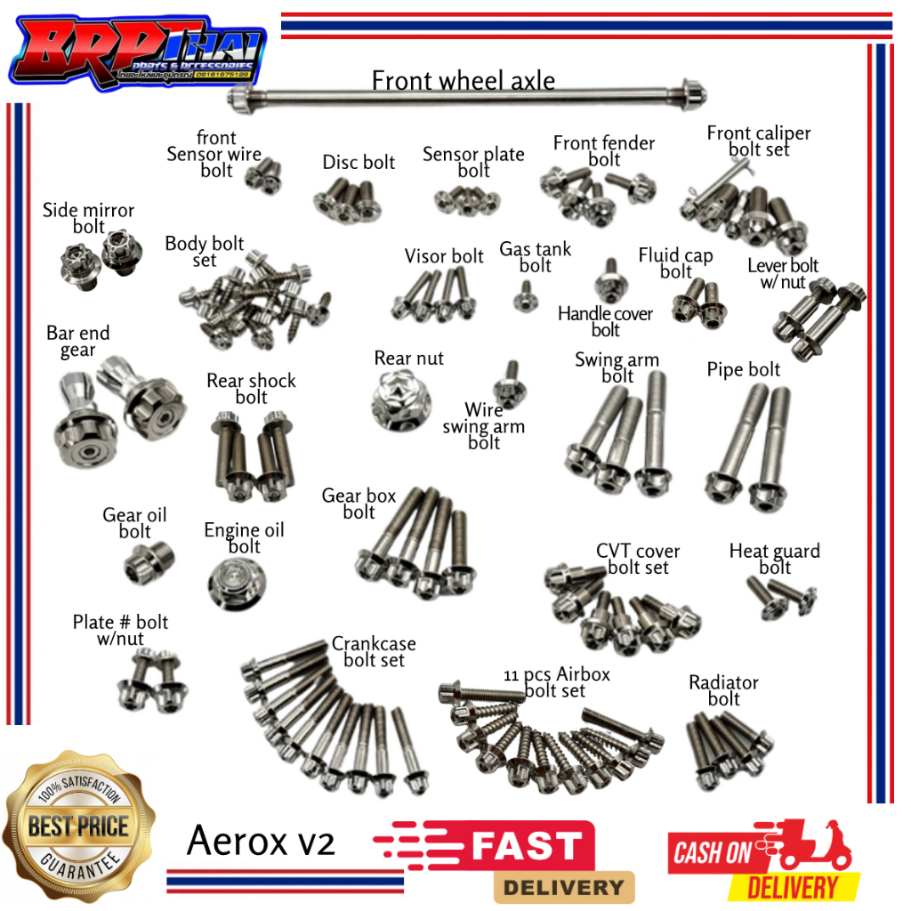 CNC BOLT AEROX v1 / AEROX v2 GEAR TYPE BOLT COMPLETE SET | Shopee Singapore