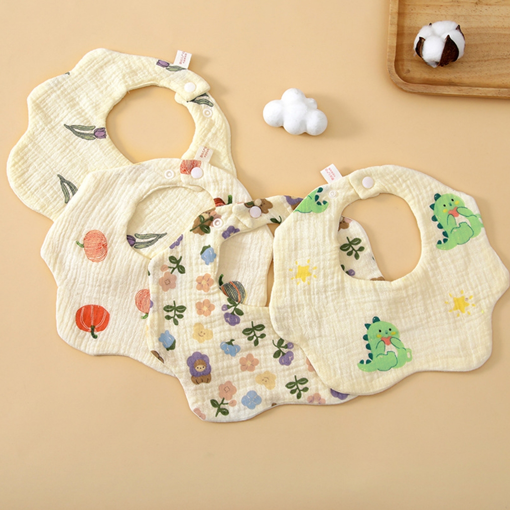 6-Layer Soft Cotton Anti-Drool Bib for Kids Round Gauze Saliva Cloth ...