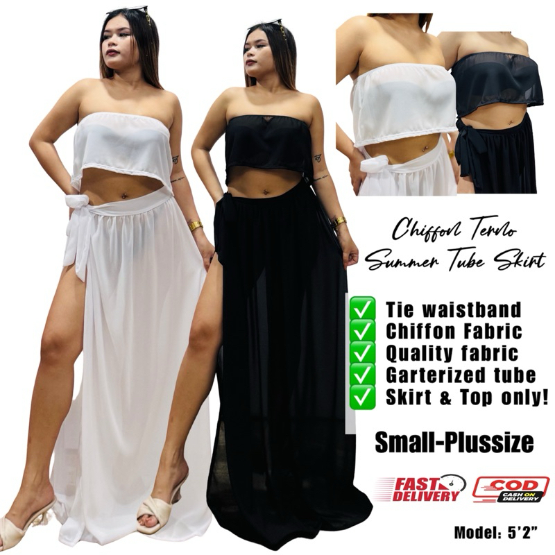 Chiffon terno tube skirt cover up mesh cover summer beach wear see ...