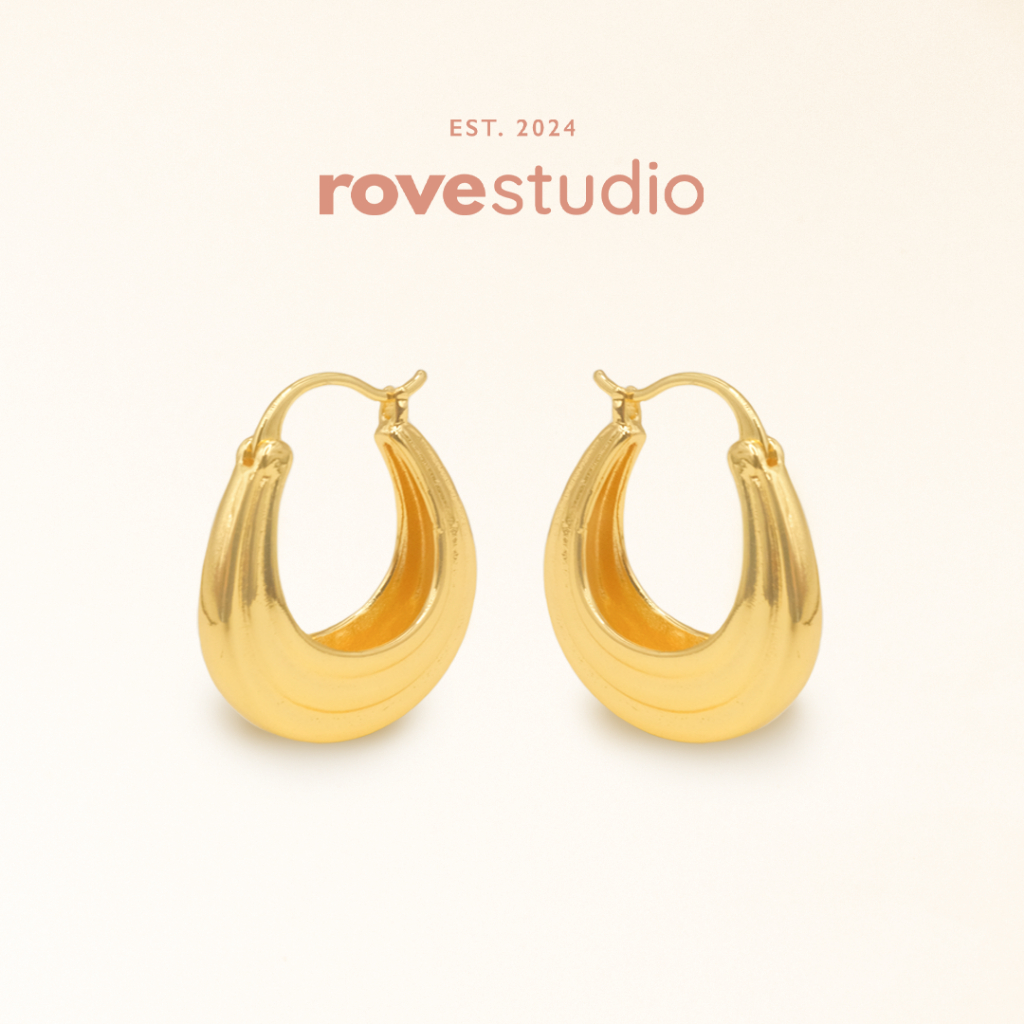 Rove 14k Gold Plated Shannon Hoop Earrings Gold Wrinkle (Sold per Pair ...