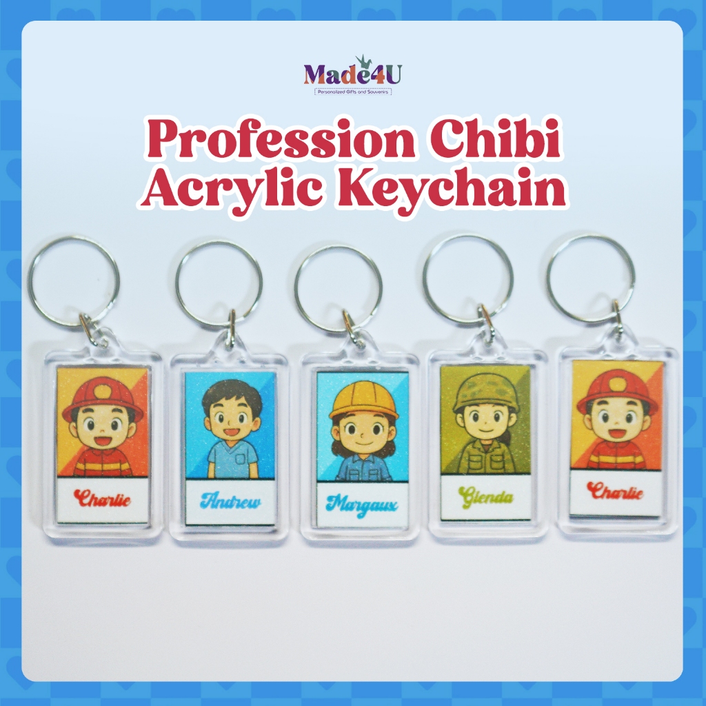 Personalized Profession Chibi Acrylic Keychain (Customized Gift ...