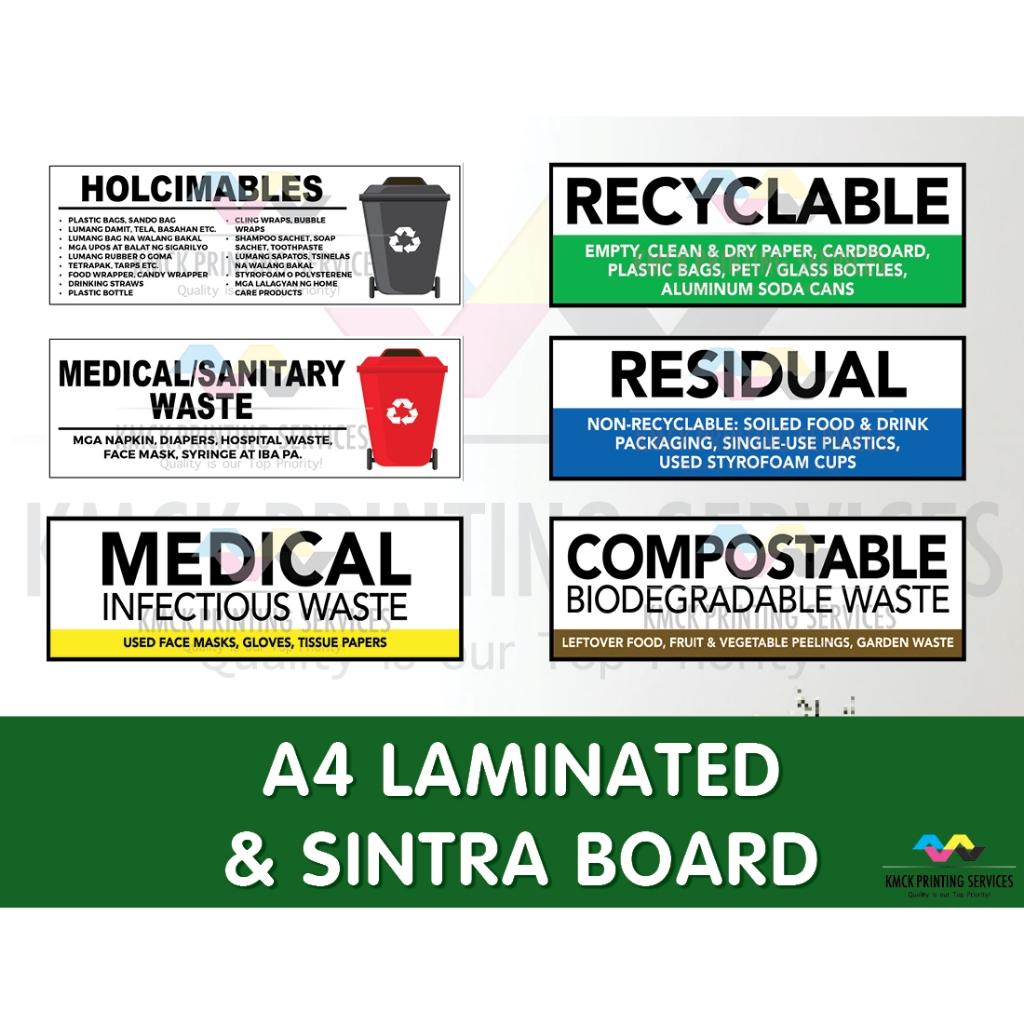Garbage Label Holcimables, Recyclable, Residual, Medical, Compostable ...