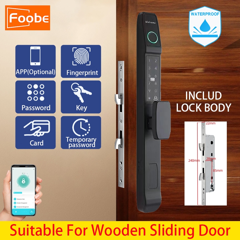 Waterproof Tuya Smart Sliding Door Lock For Wooden Door Suitable for ...