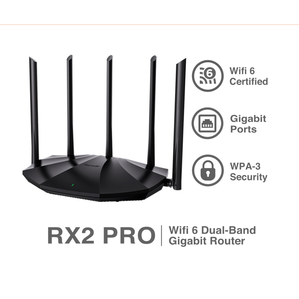 Tenda RX2 Pro Wifi 6 Router Gigabit port 5 antenna dual band | Shopee ...
